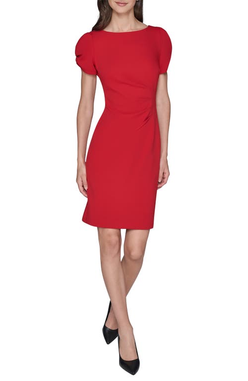 KARL LAGERFELD PARIS Short Sleeve Crepe Sheath Dress